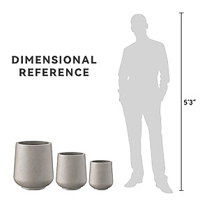 Kante 15.3"+11.6"+8.2" Dia Round Concrete Planter, Large Outdoor Indoor Planter Pots Containers with Drainage Holes and Rubber Plug for Home Garden Patio, Weathered Concrete