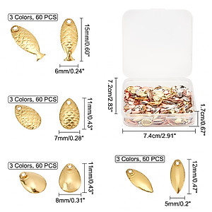 SUPERFINDINGS 300PCS 5 Styles Fishing Attractor Spinner Blades 3 Color Deep Cup Spinner Blades Spoons Rigs Fishing Spinner Blades Baits DIY Fishing Lures Accessories,5~8mmx11~13mm