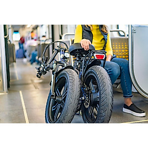 EMOJO RAM SS Street 750W Folding Electric Road Bike for Adults 20 Inch Fat Tire Outdoor E Bike with 48V 10Ah Lithium Battery 20MPH 30 Miles Pedal Assist E Bicycle 7 Speed and LCD Display (Black)