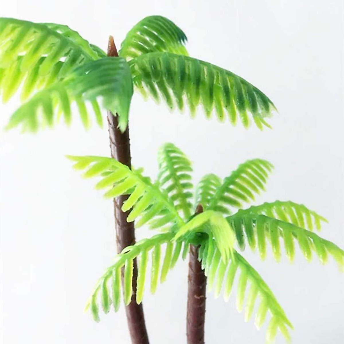 HEALLILY 24PCS Simulation Coconut Tree Decor Fish Tank Landscape Decoration Realistic Coconut Tree Photo Props Mini Plastic Coconut Tree Ornament Green Bonsai Figurines,Miniature Trees
