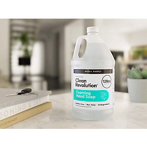 Clean Revolution Foaming Hand Soap Refill Supply Container, Ready to Use Formula, Spring Air Fragrance, Gluten Free, 128 Fl. Oz