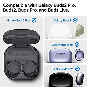 Spigen Rugged Armor Designed for Galaxy Buds2 Pro Case (2022) / Galaxy Buds 2 Case (2021) / Galaxy Buds Pro Case (2021) / Galaxy Buds Live Case (2020) - Matte Black