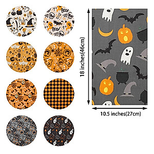 CEYOU Zyoug 12pcs 18x 10.5 inches (46 x 27 cm) 100 percent Cotton Fabric with 12 Different Pattern, Precut Fat Eighth Bundle Fabric for Patchwork DIY Craft Sewing (Halloween Pattern)