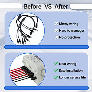Solar Combiner Box PV Combiner Box 6 Strings with Lightning Arrester and 15A DC Fuse and 63A Circuit Breaker and Diodes for On/Off Grid Solar Panel System IP65