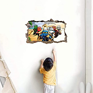 Ninjago Smashed Wall Sticker Decal Home Decor Art Mural, Ninjago Wall Decal for Home Nursery Decoration