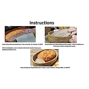 Bread Basket with Warming Stone-Terracotta, Serve Warm Sourdough,Tortilla, Roti, Hot Plate Trivet for Buffet Food Warmer, Banneton, Bread Baker Gift for Bread Maker Women & Men House Warming, New Home