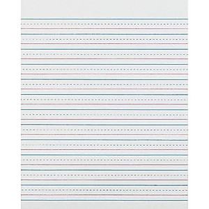 Pacon PACZP2413 Zaner-Bloser Sulphite Handwriting Paper, Dotted Midline, Grade 2, 1/2" x 1/4" x 1/4" Ruled Short, 8" x 10-1/2", 500 Sheets