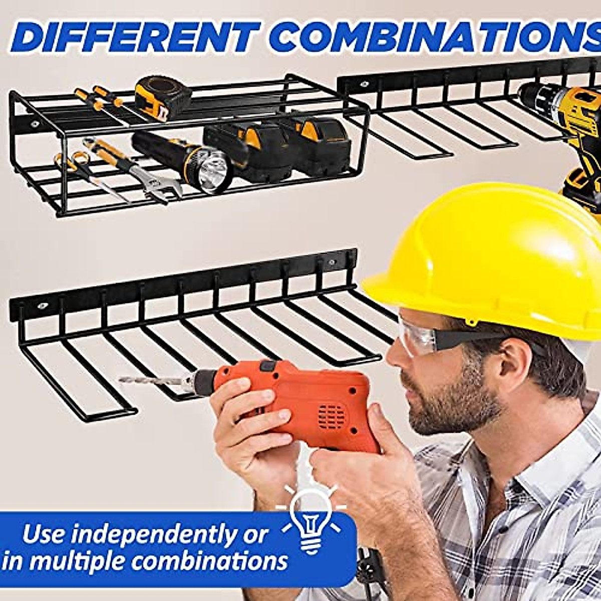 Floating Tool Shelf Holder Wall Mounting Alloy Steel Storage Rack Space Saving 50kg 110lb Load Capacity for Handheld Power Tools