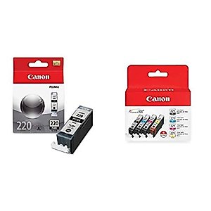 Canon PGI-220 Ink Tank in Retail Packaging-Black and CLI-221 Four Color Pack CLI-221 Four Color Pack Compatible to MP980, MP560, MP620, MP640, MP990, MX860, MX870, iP4600, iP3600, iP4700
