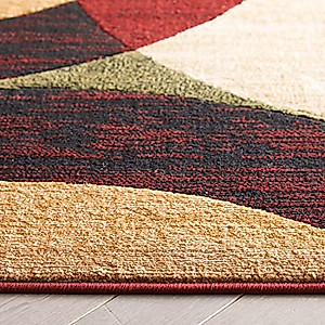 Well Woven Casual Modern Styling Shapes Circles Area Rug 5x7 (5'3" x 7'3'') Multi Color Red Black Beige Thick Soft Pile Easy Care Pile Suitable high Traffic Areas