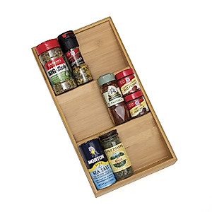 Lipper International 8886 Bamboo Wood In-Drawer Spice Organizer Tray, 15" x 8" x 2"