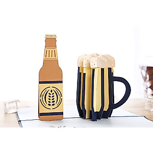 Liif Beer 3D Greeting Pop Up Fathers Day Card, Happy Birthday Card For Dad, Husband, Son, Brother, Men, Congratulations, Retirement, Friendship, Thinking Of You