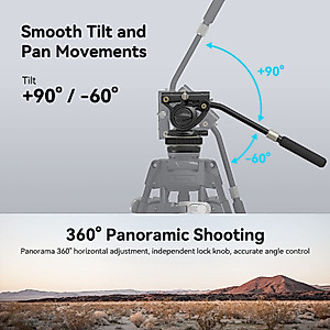 SmallRig DH10 Heavy Duty Tripod Fluid Video Head with Flat Base and Adjustable Handle, Quick Release Plate for Manfrotto Video Head Mount Plate, Load up to 22Ibs, for Video Cameras, DSLR Cameras 4165