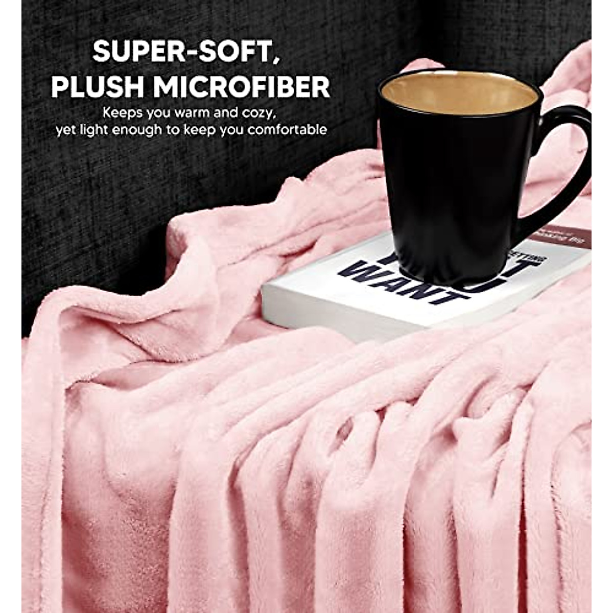 Utopia Bedding Fleece Blanket Throw Size Pink 300GSM Luxury Fuzzy Soft Anti-Static Microfiber Bed Blanket (60x50 Inches)