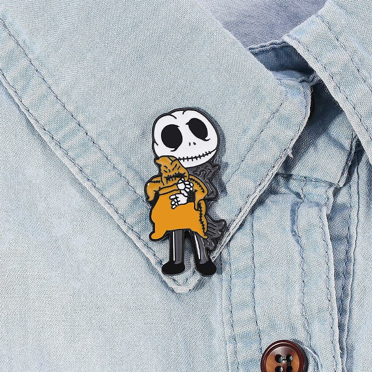 Night Before Christmas Series Enamel Pin - Creative Cute Oogie Boogie Jack and Sally Brooches Badges Gifts for Fans, Cartoon Pin for Backpack Bag Hat Collection (Jack A)