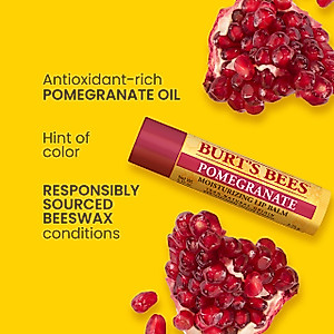 Burt's Bees Lip Balm - Pomegranate, Lip Moisturizer With Responsibly Sourced Beeswax, Tint-Free, Natural Origin Conditioning Treatment, 2 Tubes, 0.15 oz.