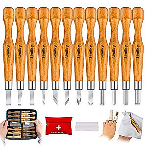 SIMILKY 12 Set SK7 Carbon Steel Wood Carving Tool Set Knife Kit for rubber, pumpkin, Soap, Vegetables, Kids Beginners