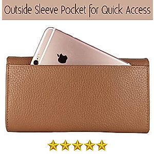 Mou Meraki Women RFID Blocking Real Leather Bifold Wallets For Women-Shield Against Identity Theft (Pebble Cognac)