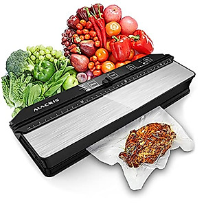 ALACRIS Vacuum Sealer Machine, 5 in 1 Automatic Food Saver with Detachable Cutter, 7mm Sealing Strip & Dual Pumps, Compact and Easy to Clean for Food Preservation (with 15 sealer bags)