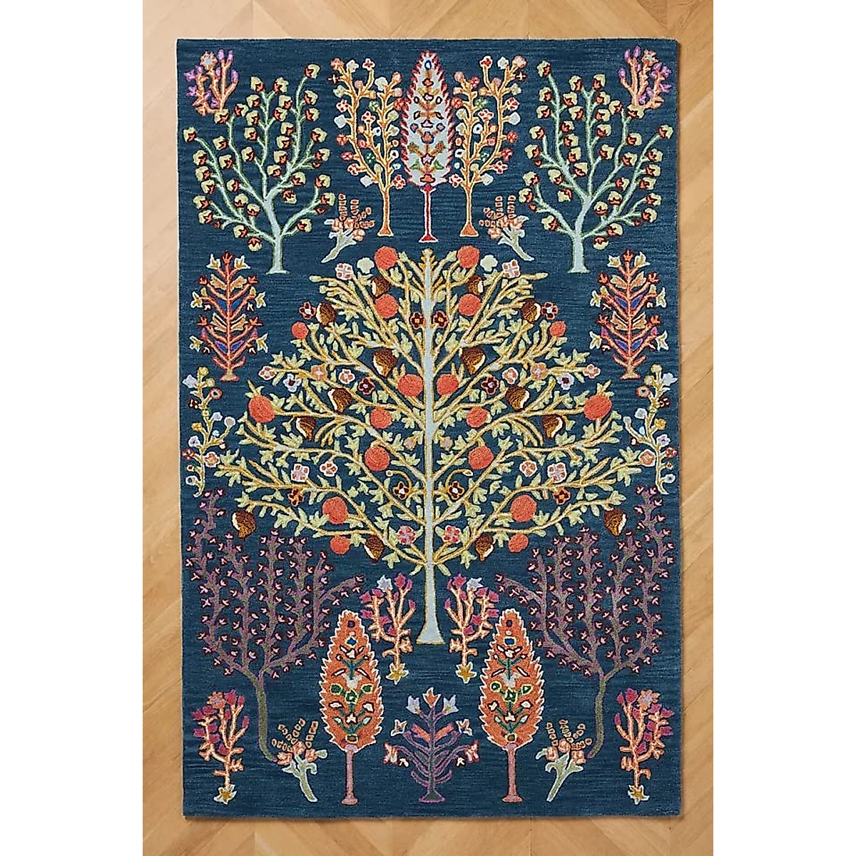 Restoration and Renovation New Summit Hand Made Area Rugs 100% New Zealand Wool Rugs (Navy, 12x9 ft)