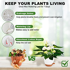 Vanslogreen Plant Pots for Indoor Plants 5 Pack Self Watering Planters, 7/6.5/6/5.5/5 Inch Self Watering Pots with Drainage Hole Plastic Flower Pot for Herbs, Succulents, African Violet (White)