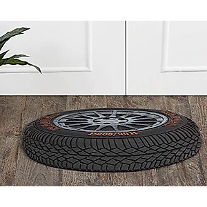 Better Trends Tire Collection is Strong, Easy to Clean and Multipurpose Garage Rug, 100% Rubber in Vibrant Design, 16" x 32" Rectangle, Silver & Copper