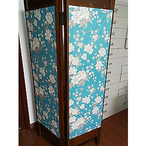 Blue Floral Decorative Adhesive Paper Shelf Liner Peel and Stick Wallpaper for Kitchen Cabinets Drawers Countertops 17.7inch by 100inch (Blue)