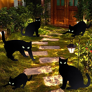 Black Cat Silhouette Halloween Yard Signs Stakes Outdoor Decorations - 3PCS Black Cat Lawn Decorations Signs for Garden Yard Scary Halloween Witch Decorations Outside (Black Cat)