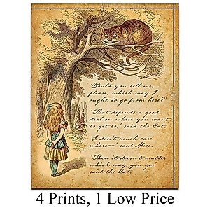 Alice in Wonderland Decoration - 8x10 Prints Unframed Wall Art Alice in Wonderland Poster - Perfect Alice in Wonderland Gifts - Perfect for an Unbirthday or Mad Hatter Tea Party