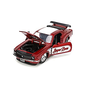 Big Time Muscle 1:24 1970 Ford Mustang Boss 429 Die-cast Car Candy Red, Toys for Kids and Adults