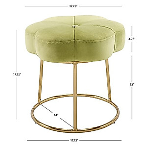 Linon Light Green and Gold Vanity and Accent Talulah Stool