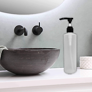 Earth's Essentials Two Pack Of Refillable 16 Oz. HDPE Plastic Pump Bottles With Patented Screw On Funnel-Great For Dispensing Lotions, Shampoos and Massage Oils.