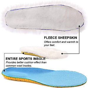 Ailaka Sheepskin Sport Wool Insoles for Women & Men, Premium Thick Fur Fleece Replacement Warm Inserts for Shoes Boot Slippers Sneakers 1 Pair