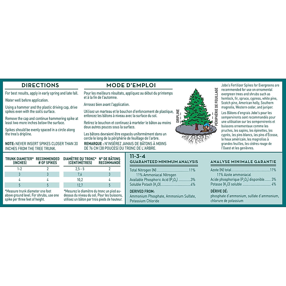 Jobe's, Fertilizer Spikes, Evergreen Tree, 15 Count, Slow Release, Cypress, Juniper, Magnolia