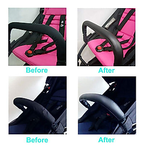 Handle Sleeve Cover for Babyzen YOYO2 / YOYO+ Strollers, Artificial Leather Black