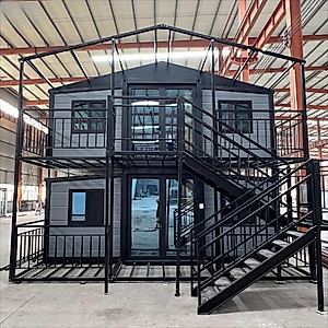 Double-storey quick build steel frame retractable container house