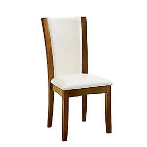 Furniture of America Archie Leatherette Upholstered Dining Chair, White, Set of 2