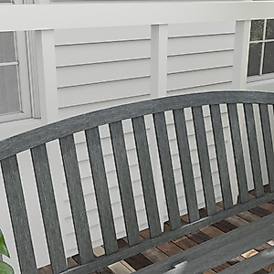 Outsunny 46" Outdoor Garden Bench, Metal Bench, Wood Look Slatted Frame Furniture for Patio, Park, Porch, Lawn, Yard, Deck, Gray