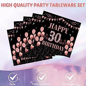 41PCS 30th Birthday Decorations for Women Black and Rose Gold 1995 Birthday Supplies Include Happy 30th Birthday Plates Napkins Tablecloths 30th birthday themes For Girls Women