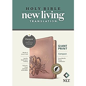 NLT Compact Giant Print Bible, Filament-Enabled Edition (LeatherLike, Rose Metallic Peony, Indexed, Red Letter)