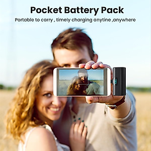 Small Portable Charger 5200mAh,Upgraded PD USB C Power Bank Built-in USB-C Connector,LCD Display Battery Pack,Compatible with iPhone 15/15 Plus/15 Pro/15 Pro Max/iPad Pro/Samsung Android Phone etc