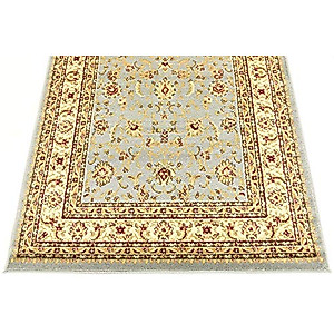 Unique Loom Voyage Collection Traditional Oriental Classic Intricate Design Area Rug (4' 0 x 6' 0 Rectangular, Light Blue/Gold)
