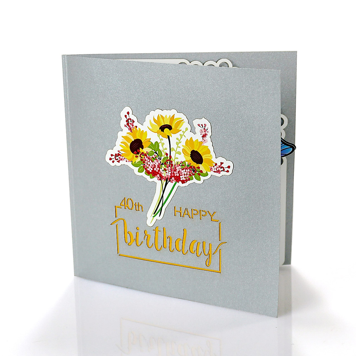 CUTPOPUP Birthday Card Pop Up, Mother's Day, 3D Greeting, Thank You Card (40th Sunflowers Bastket)