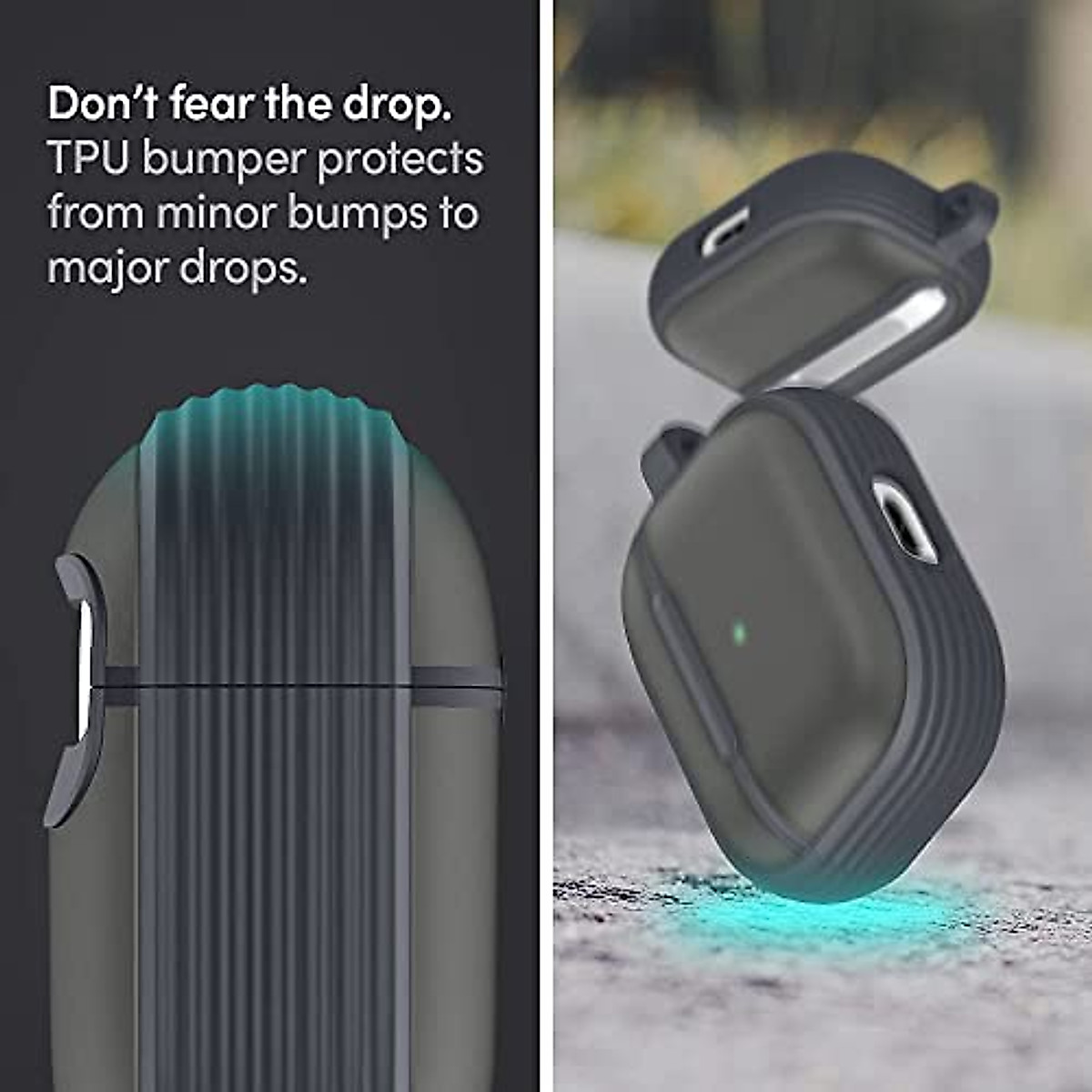 CYRILL Airpods 3 Generation Case Cover Color Brick with Carabiner Designed for Airpods 3 Generation Case (2021) [Front LED Visible] - Dark Gray