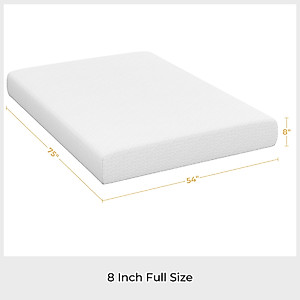 Yaheetech 8 Inch Full Size Mattress Cooling Gel Memory Foam Mattress, Green Tea Mattress for Fresher Sleep, Medium Firm, CertiPUR-US Certified, Full Mattress in a Box