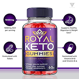 (3 Pack) Royal Keto Gummies Weight Loss Shark ACV Tank Oprah Winfrey Belly Fat Diet - RoyalKeto ACV Gunmies Apple Cider Vinegar Supplement Keto+ACV Regal Royle Royel Weightloss Women (180 Gummies)
