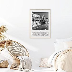 Utah Print Black and White Nature, Utah Wall Art, Utah Poster, Utah Photo, Utah Wall Décor, Utah Map, United States