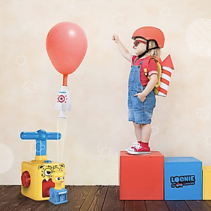 LOONIE LAUNCHER Balloon Launcher Car Toy Set, Balloon Powered Aerodynamic Racers, STEM Toys Party Supplies Preschool Science Racer Kit w/Manual Balloon Power Pump for Kids Boys Girls 3+ (Space Toys)
