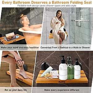20" Folding Teak Shower Seat Wall Mounted,Fold Down Shower Seat,Foldable Shower Bench,Home Care Teak Shower Seat Bench for Inside Shower,Folding Shower Seat Bench,Wall Mount Shower Seat Bench Chair