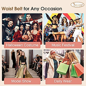 JASGOOD 2 Pack Women Elastic Wide Waist Belt Lace-up Tied Waspie Corset Belt for Dress